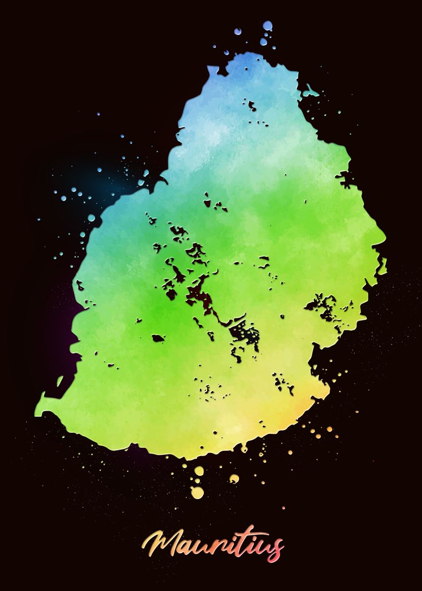 'Mauritius Map ' Poster, picture, metal print, paint by Terrance Seay ...