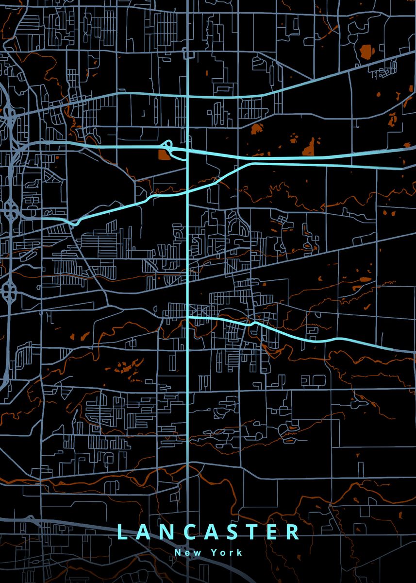 'Lancaster NY Map' Poster by Deeo | Displate