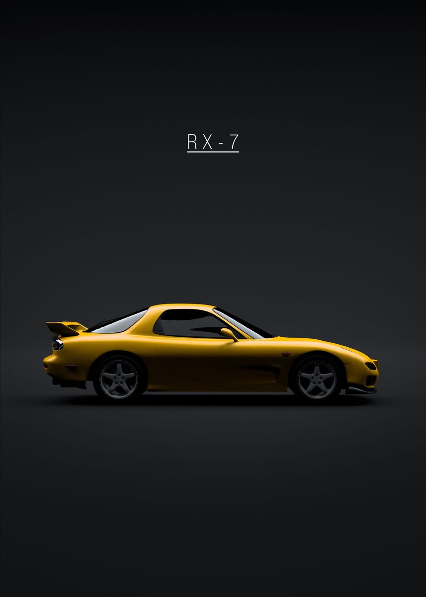 'Mazda RX7 1999 Yellow' Poster, picture, metal print, paint by 21 MXM ...