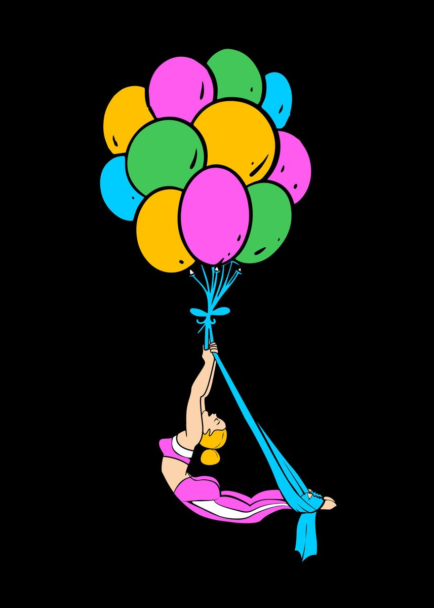 'Aerial Yoga Balloon' Poster, picture, metal print, paint by FunnyGifts ...