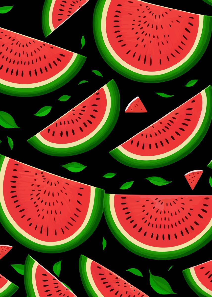 'Cute watermelon pattern' Poster, picture, metal print, paint by ALMA ...