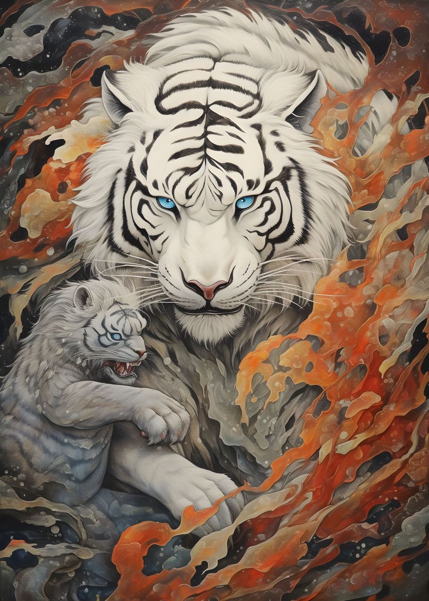 'Blizzard Beast White Tig' Poster, picture, metal print, paint by ...