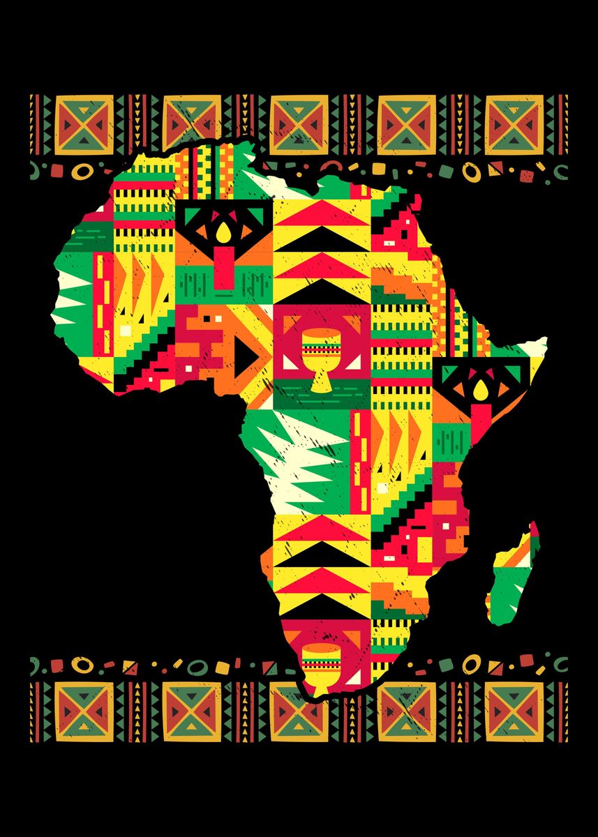 'African Map Kente' Poster, picture, metal print, paint by ...
