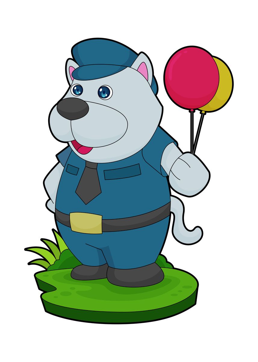'Dog Cop Balloon Police' Poster, picture, metal print, paint by Markus ...
