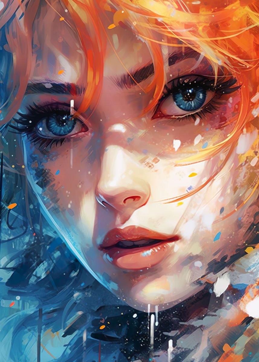 Beautiful Anime Painting Poster Picture Metal Print Paint By