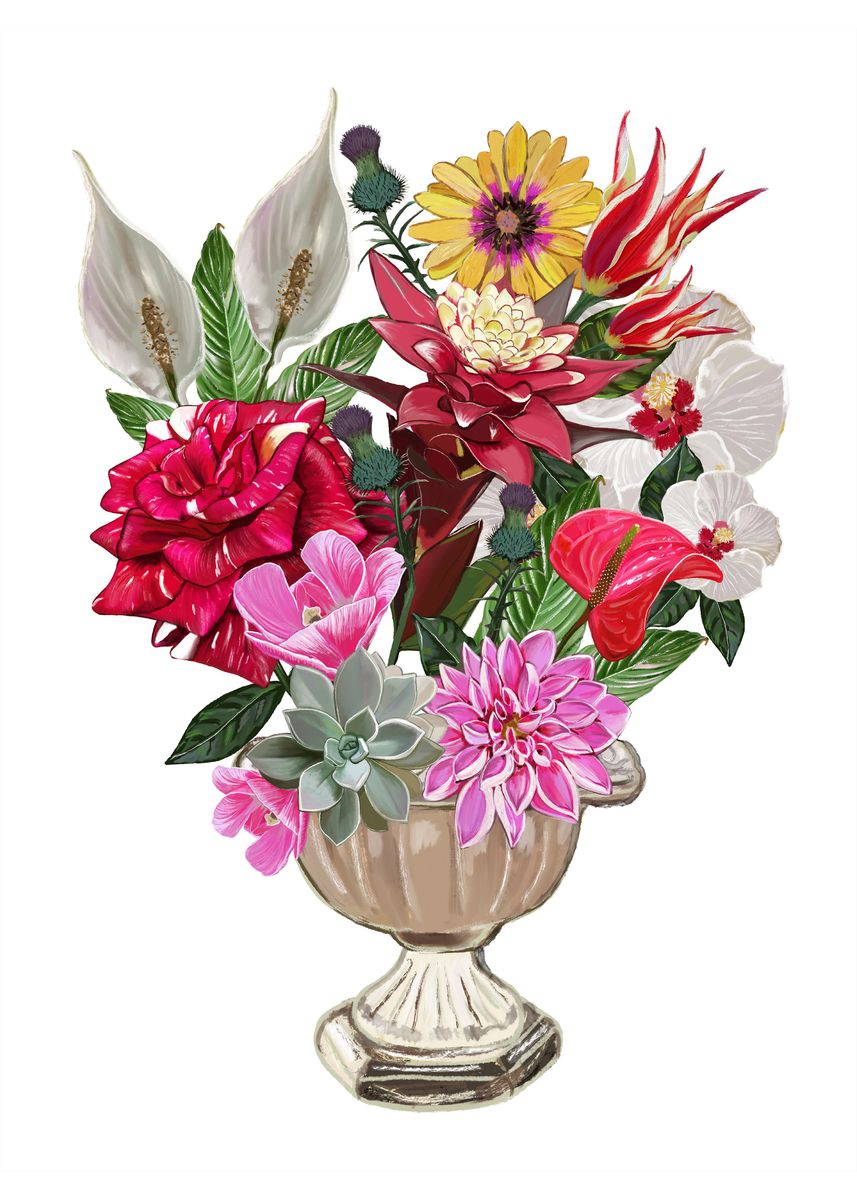'Flower bouquet' Poster, picture, metal print, paint by Gulsen Gunel ...