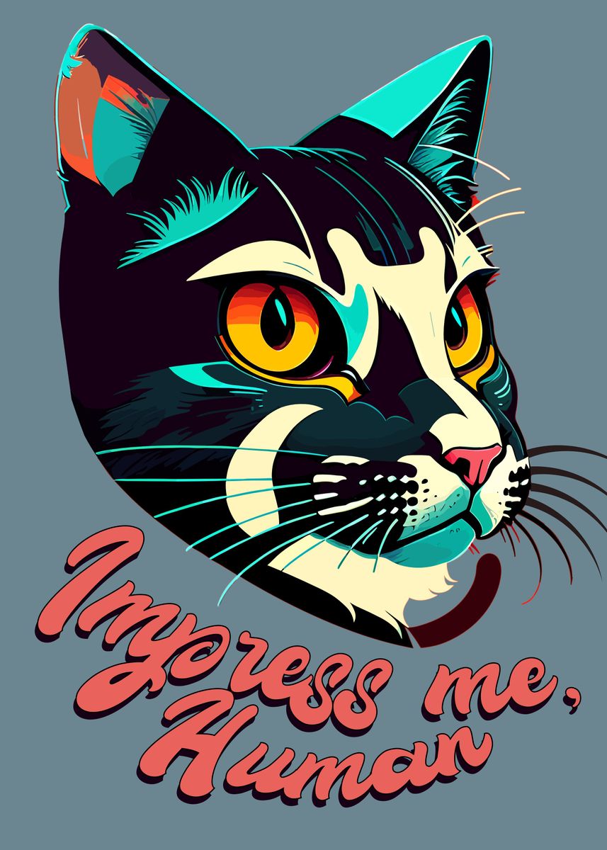 'Impress me human' Poster, picture, metal print, paint by Portokalis ...