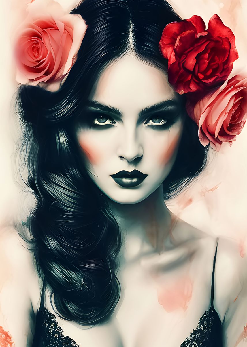 'Seductive Gothic Girl ' Poster, picture, metal print, paint by Rashid ...