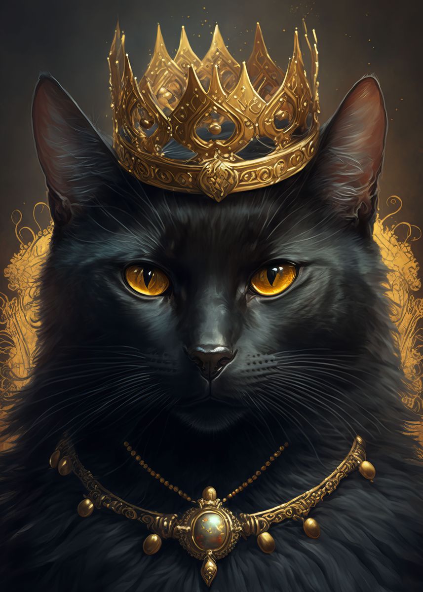 'Black Cat Portrait' Poster, picture, metal print, paint by Creative YS ...