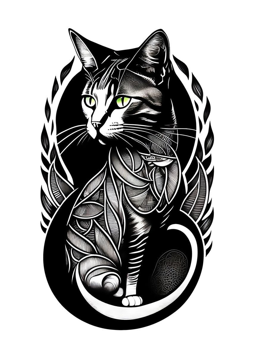 'Kitsune Cat Tattoo' Poster, picture, metal print, paint by anhvivuha ...