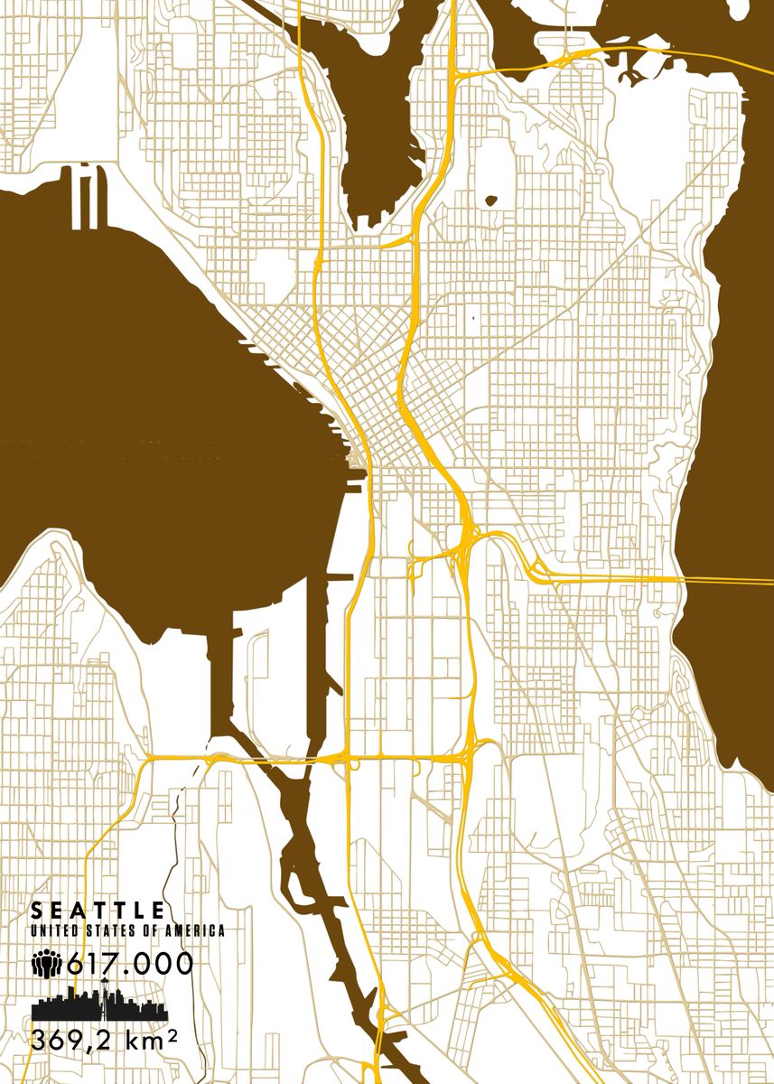 'Seattle WA USA' Poster, picture, metal print, paint by Mey Lino | Displate