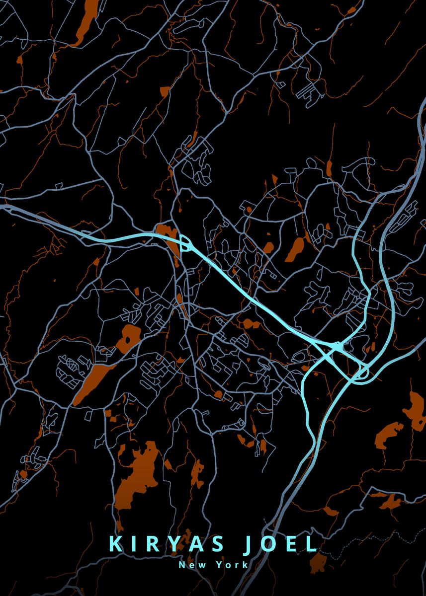 'Kiryas Joel NY Map' Poster, picture, metal print, paint by Deeo | Displate