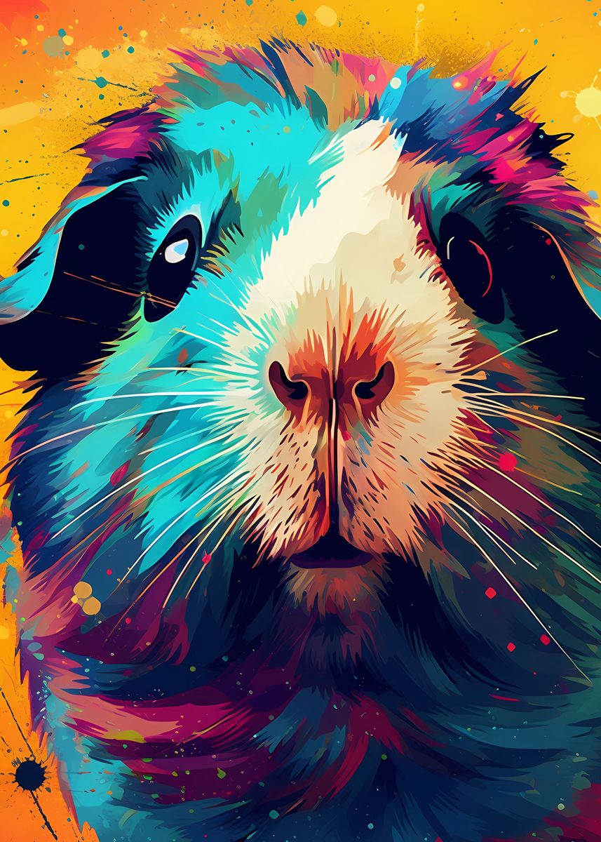 'Guinea Pig Colorful' Poster, picture, metal print, paint by ...