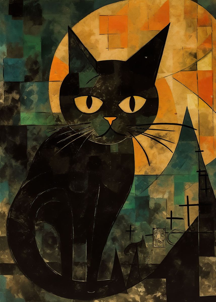 'Cat Under Crescent Moon' Poster by AMG GROUP | Displate