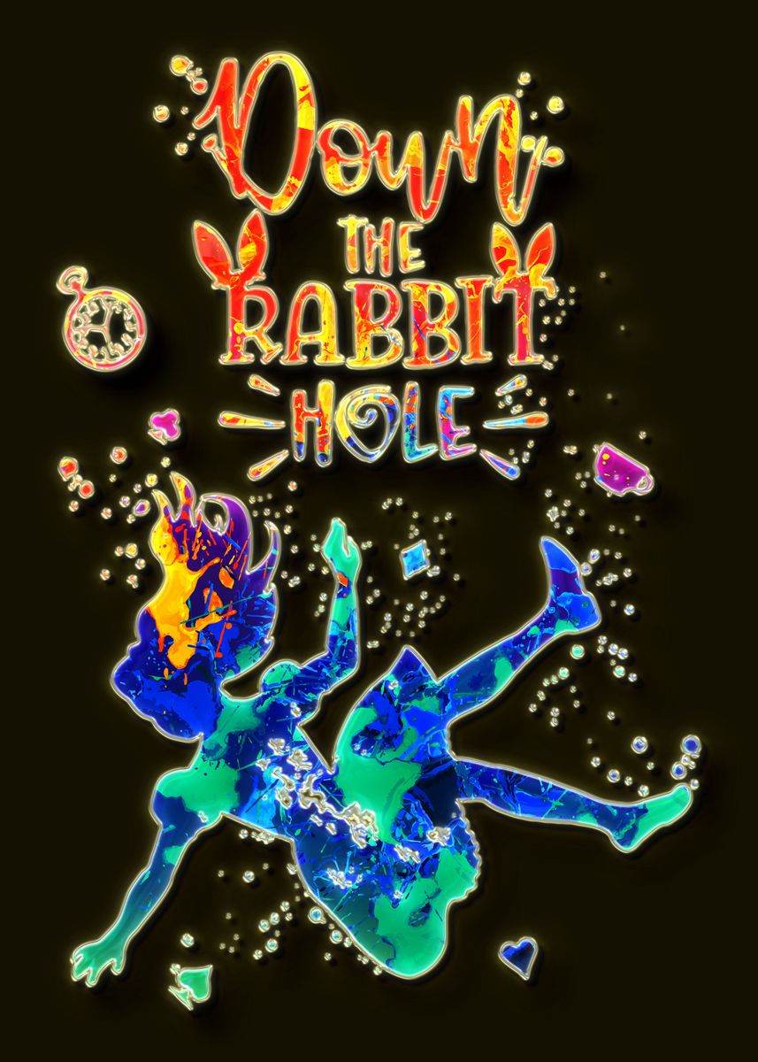 'Alice Down the Rabbit Hole' Poster, picture, metal print, paint by ...