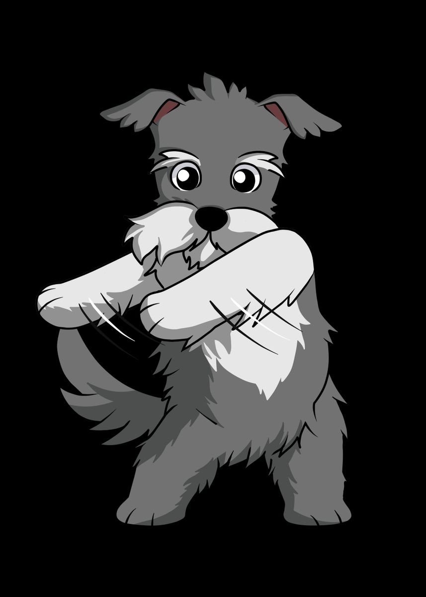 'Schnauzer Flossing ' Poster, picture, metal print, paint by PetPrints | Displate