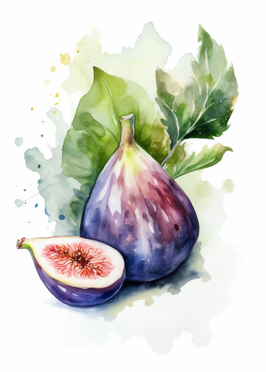 'Fig Fruit Watercolor' Poster, picture, metal print, paint by Holzkovic ...