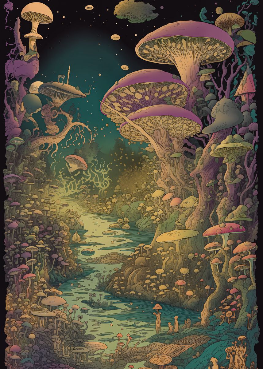 'Fungi Fantasy' Poster, picture, metal print, paint by Sambel Pedes ...