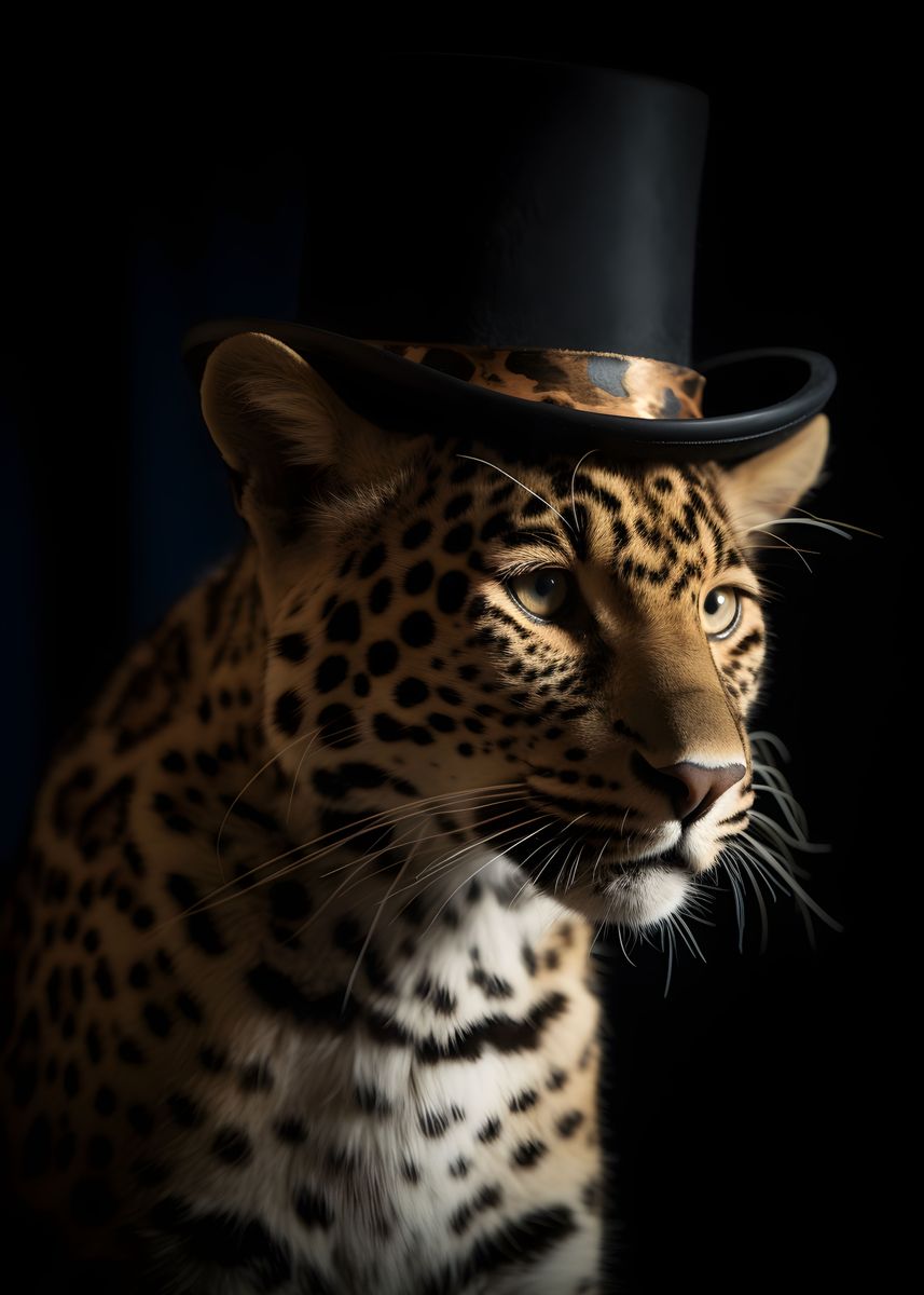 'Leopard with top Hat' Poster by Makadur | Displate