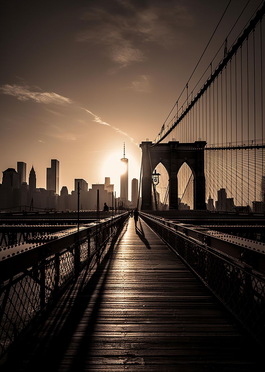 'New York Brooklyn Bridge' Poster, picture, metal print, paint by ...