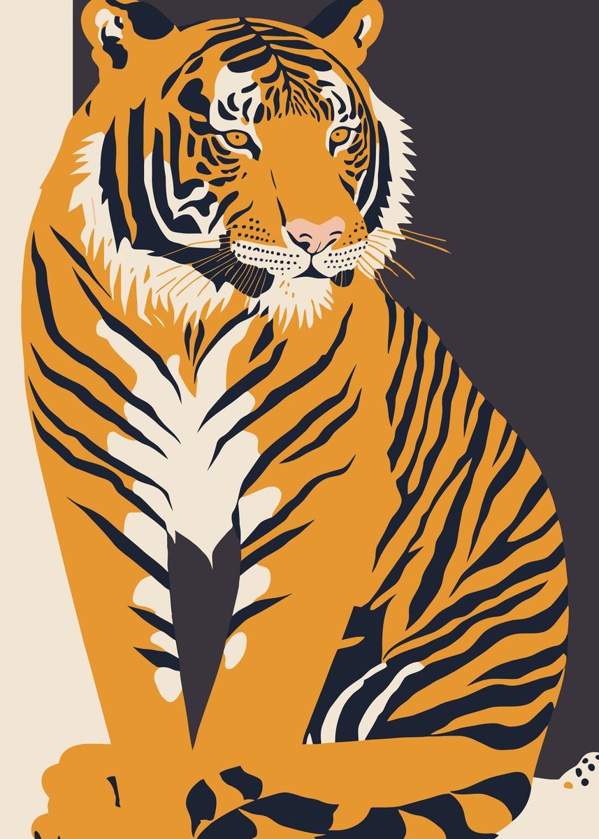 'Tiger portrait cartoon' Poster, picture, metal print, paint by Cao Thi ...