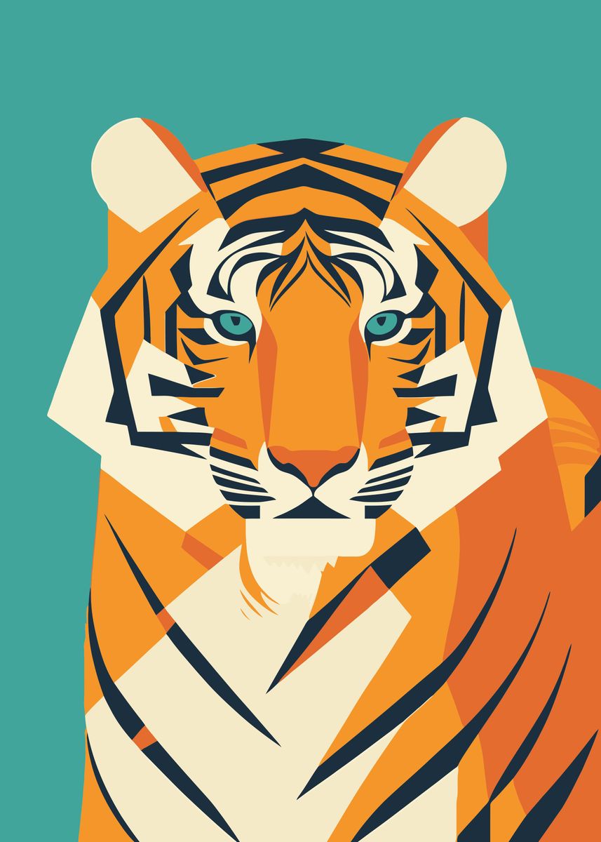 'Tiger portrait cartoon' Poster, picture, metal print, paint by Cao Thi ...