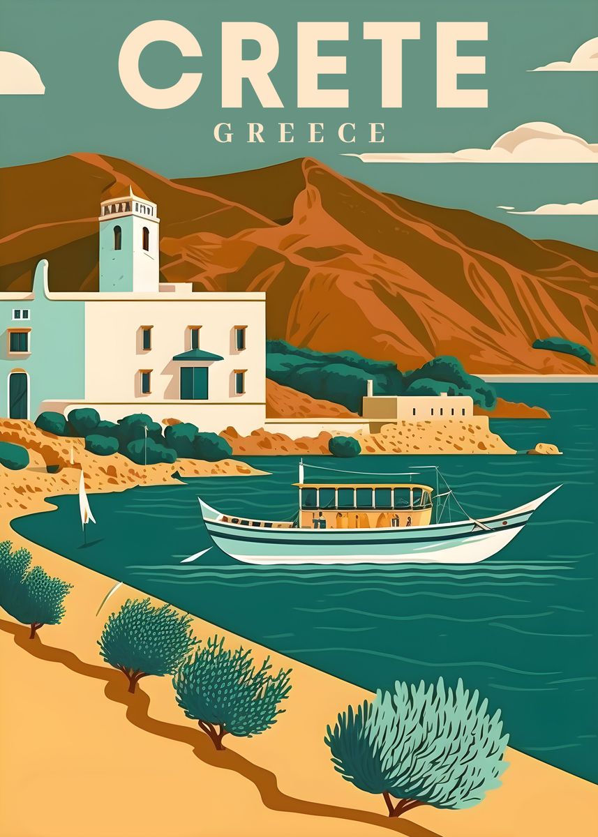 'Crete Greece' Poster, picture, metal print, paint by Khloi Marinoy ...