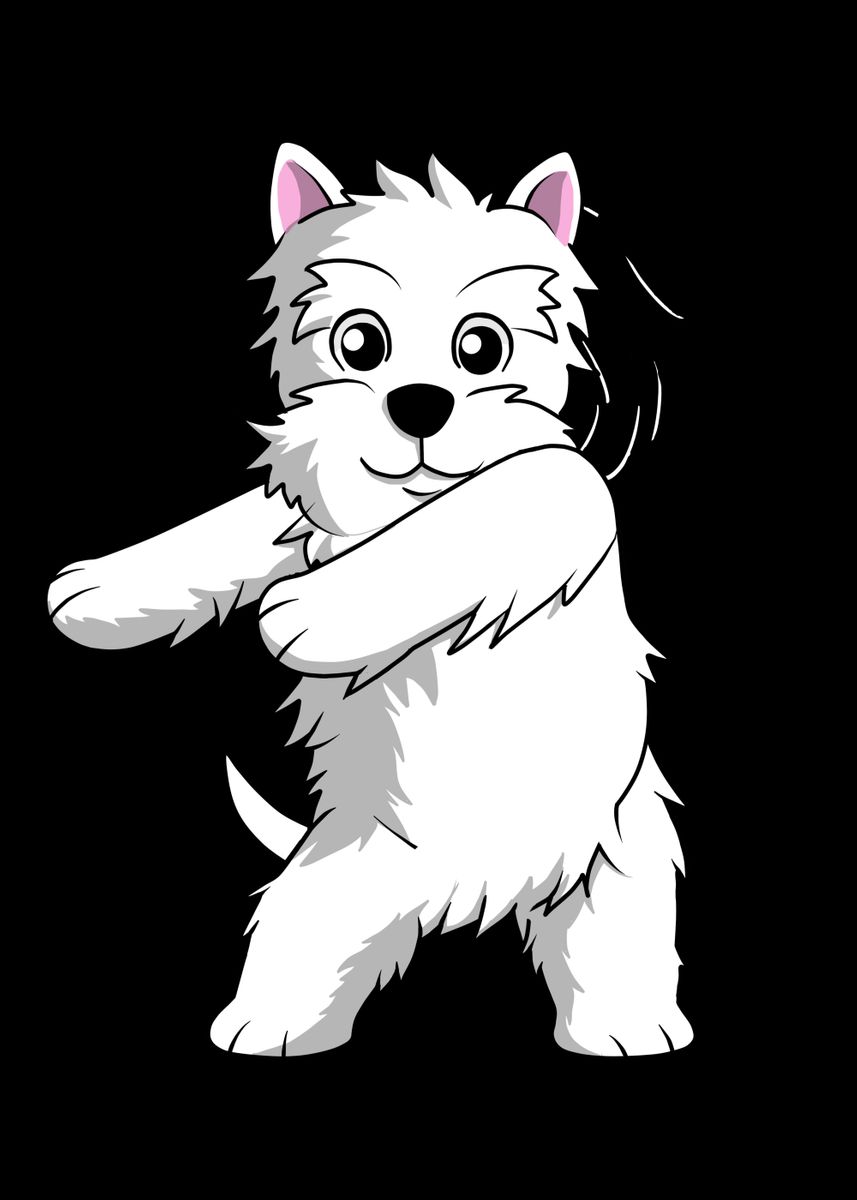 'Westie Flossing ' Poster, picture, metal print, paint by PetPrints | Displate