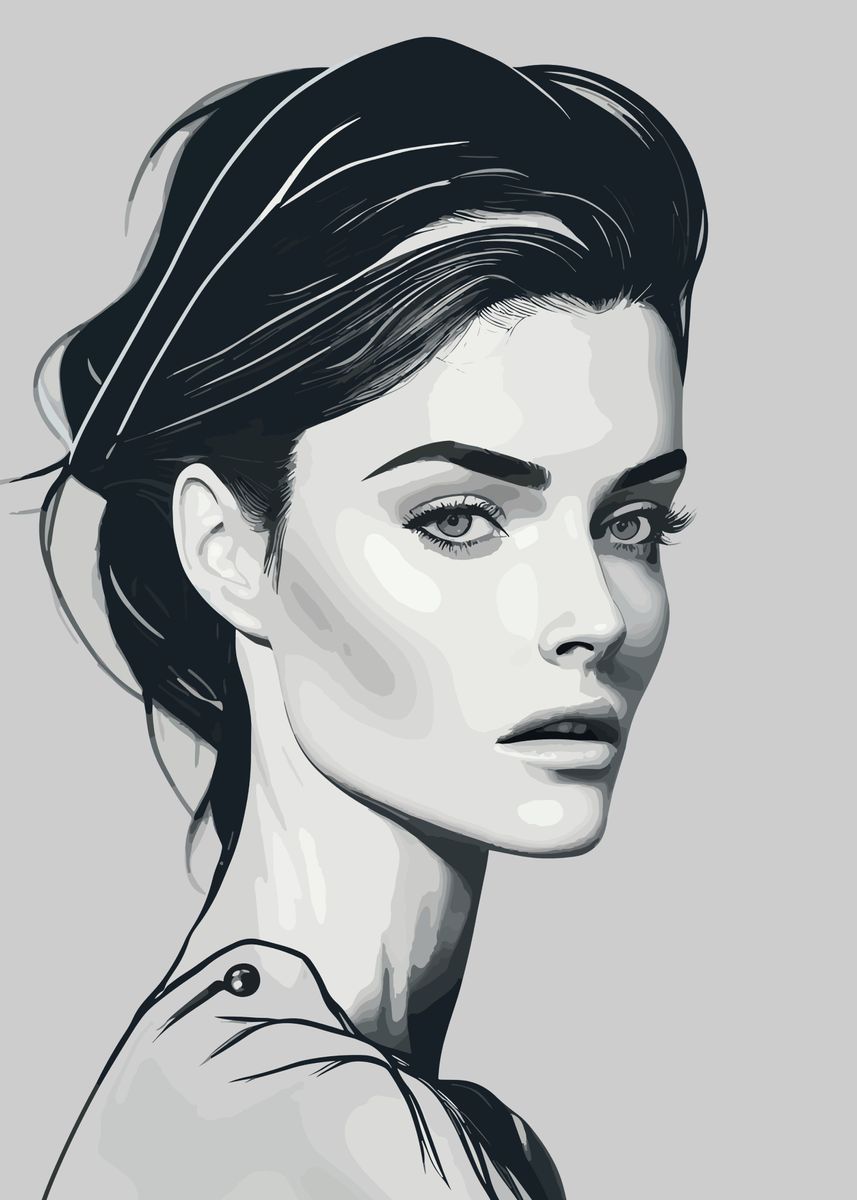 'Portrait of a Woman Art' Poster, picture, metal print, paint by Luxe ...