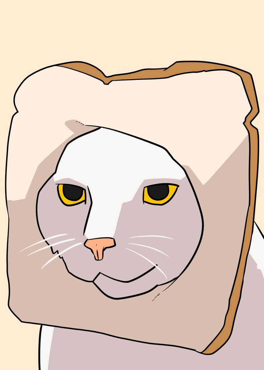'bread cat' Poster, picture, metal print, paint by hafis ardiansyah ...