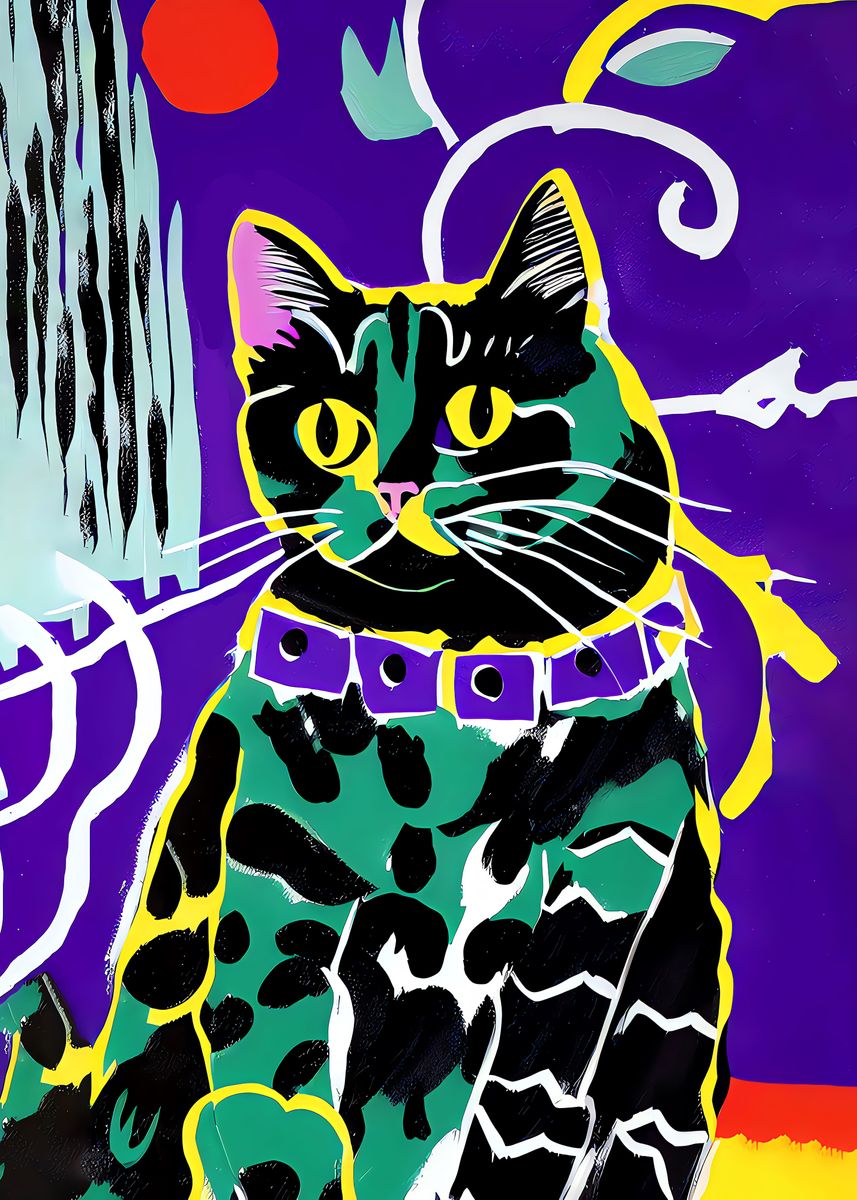 'Artistic Cat Collage' Poster, picture, metal print, paint by ...