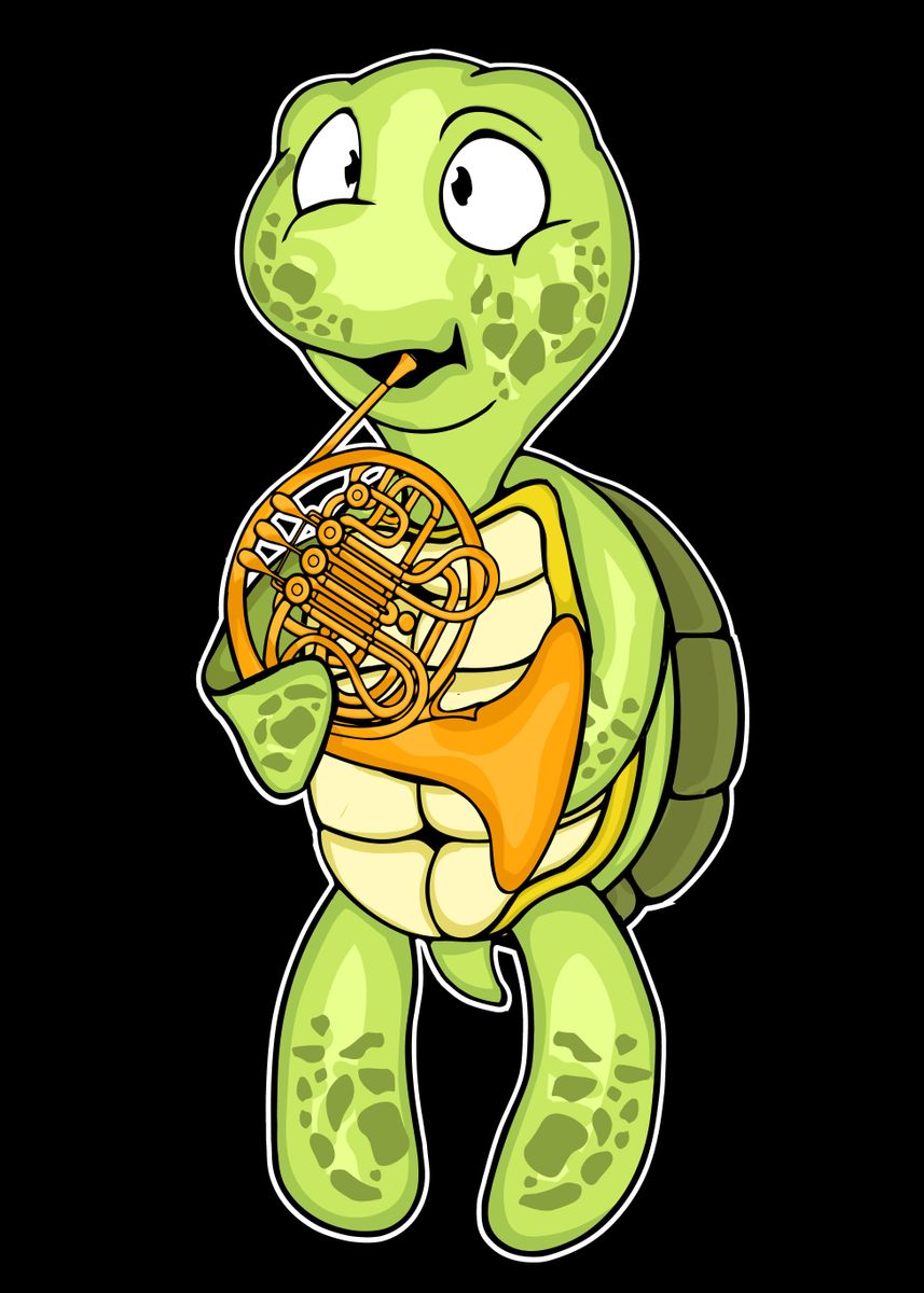 'Sea Turtle French Horn' Poster, picture, metal print, paint by ...