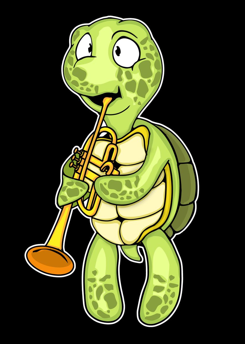 'Sea Turtle Trumpet Player' Poster, picture, metal print, paint by ...