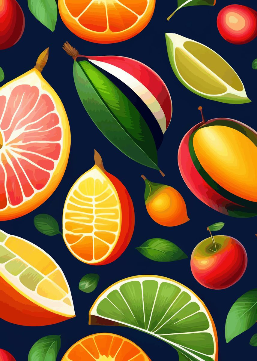 'Colorful fruits pattern' Poster, picture, metal print, paint by ALMA ...