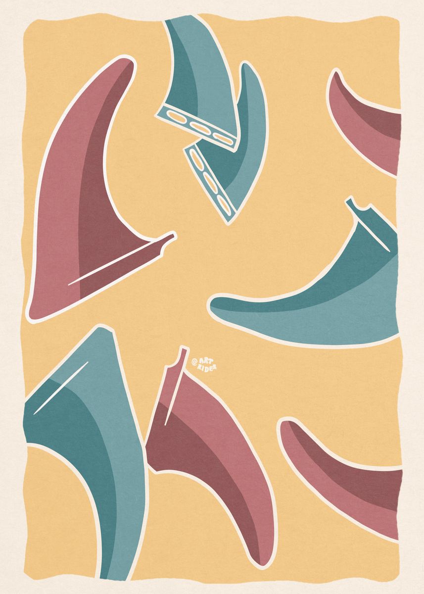 'Surf fins' Poster, picture, metal print, paint by Franck Dagrau | Displate