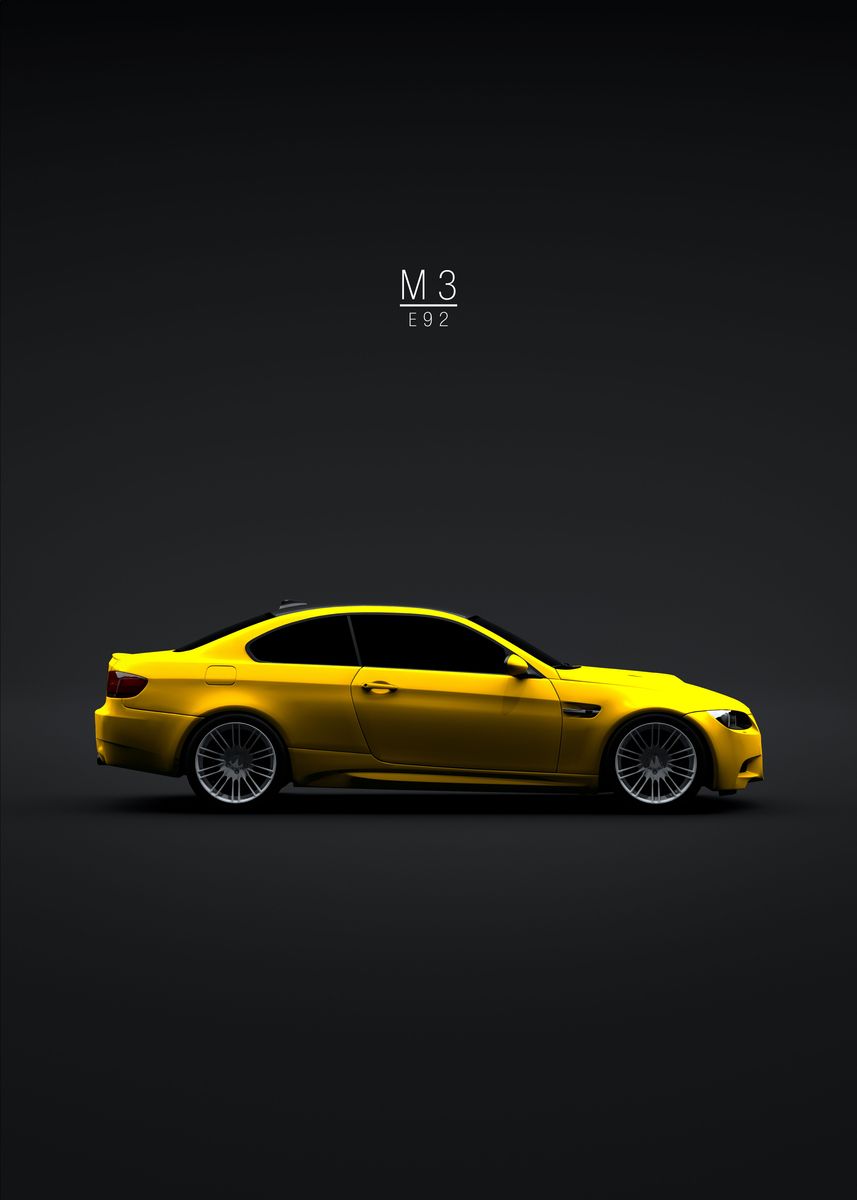'2008 BMW M3 E92 Yellow' Poster, picture, metal print, paint by 21 MXM ...