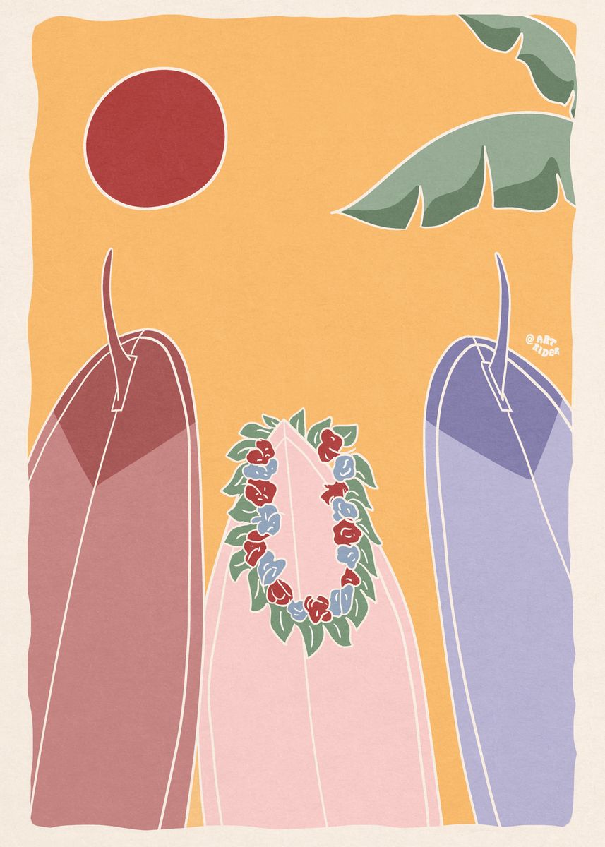 'Surf rack sunset' Poster, picture, metal print, paint by Franck Dagrau ...