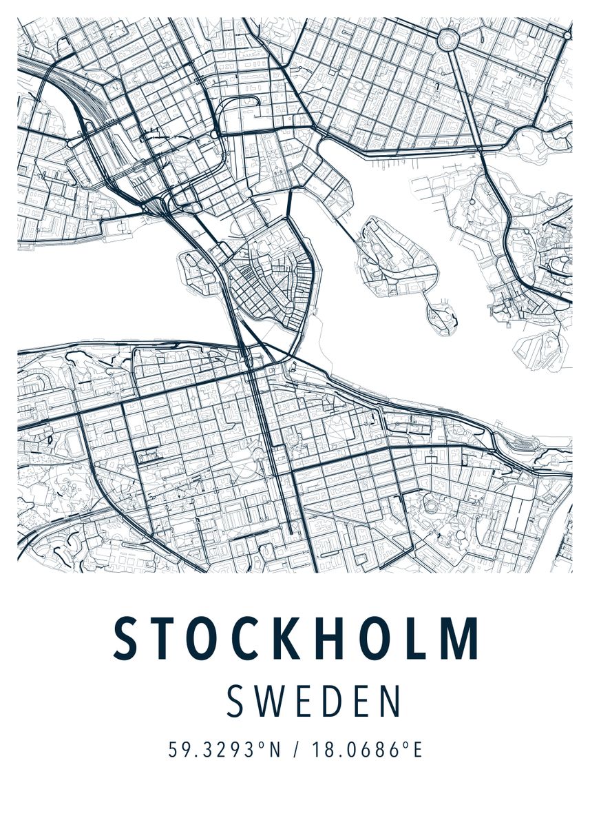 'stockholm simple map' Poster by Denise Zendejas | Displate