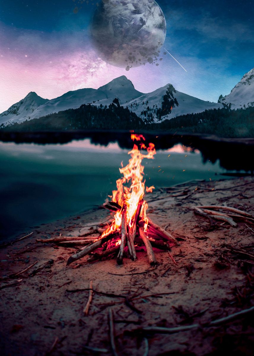 'Camp Fire ' Poster, picture, metal print, paint by Alyx Will | Displate