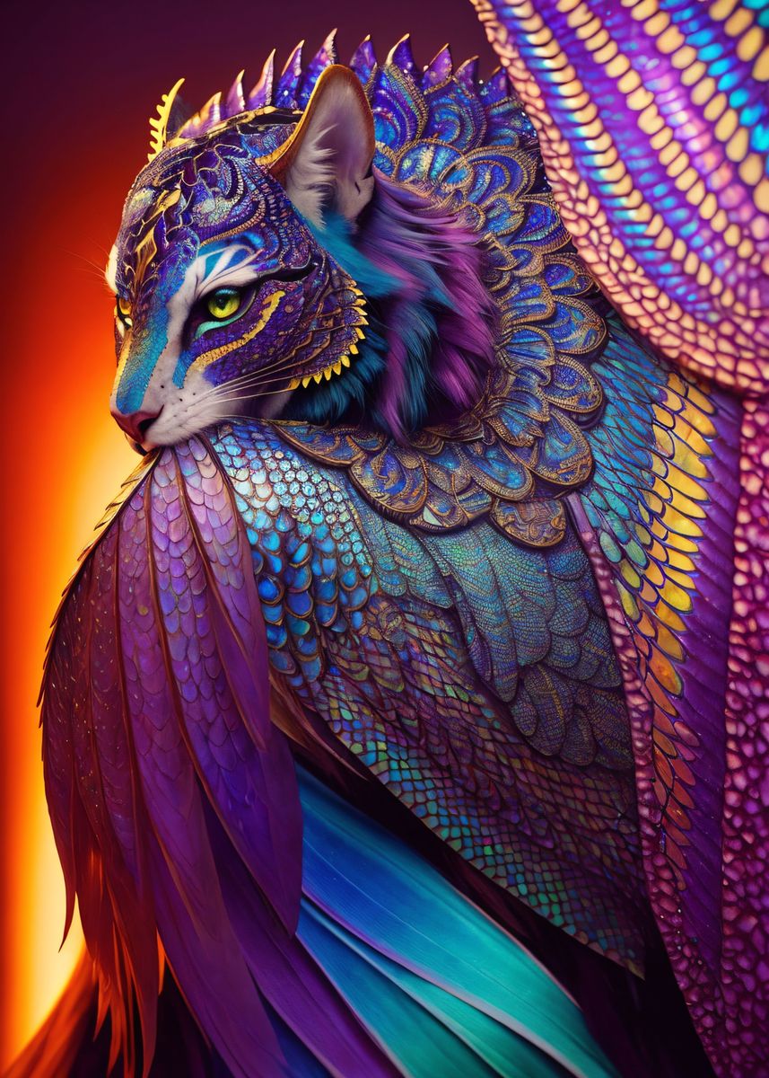 'Fantasy Cat Like Dragons' Poster by Leviculus Art | Displate