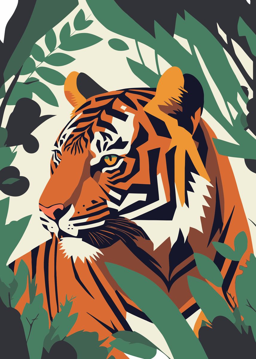 'Tiger portrait cartoon' Poster, picture, metal print, paint by Cao Thi ...