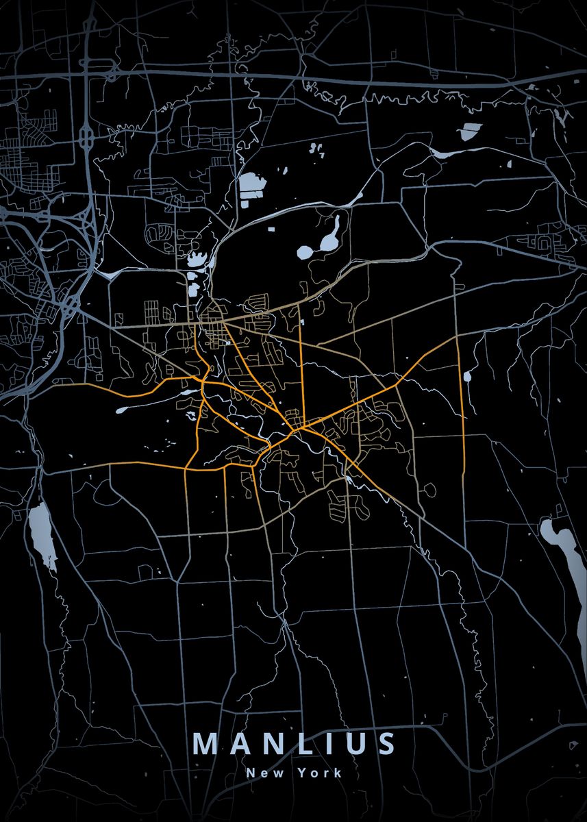 'Manlius NY Map' Poster, picture, metal print, paint by Deeo | Displate