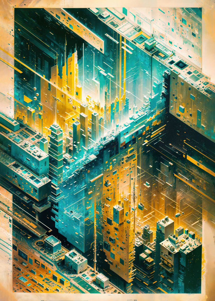 'Megalopolis Unbound' Poster, picture, metal print, paint by The Quiet ...