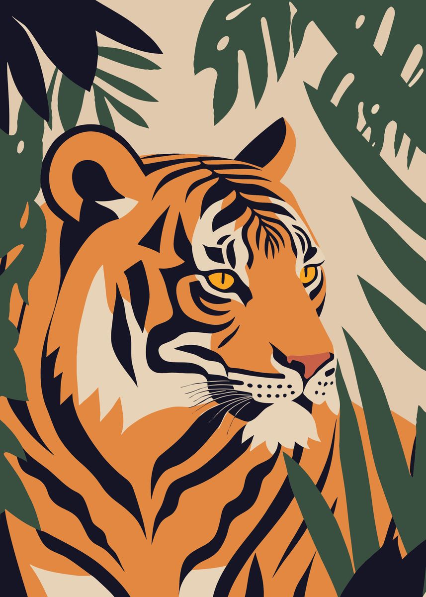 'Tiger portrait cartoon' Poster, picture, metal print, paint by Cao Thi ...