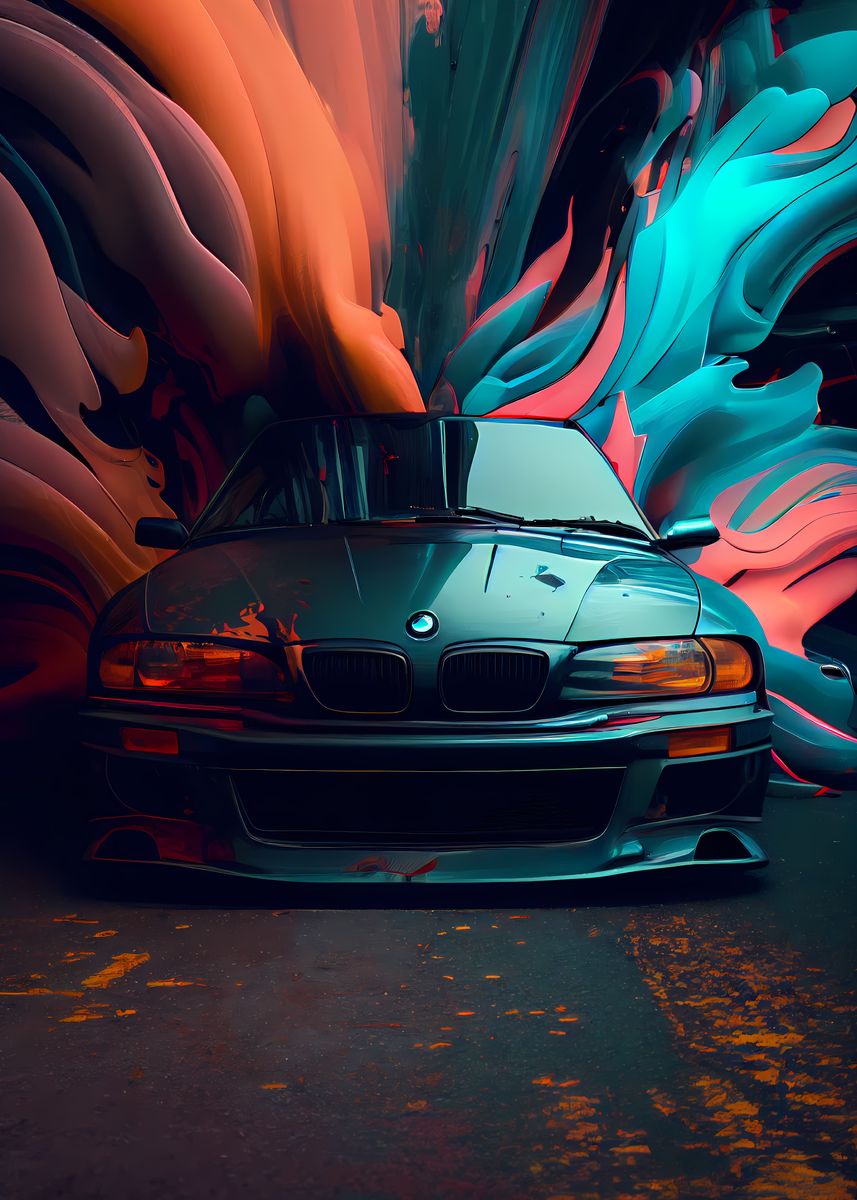 'BMW E36 Abstract' Poster, picture, metal print, paint by ...