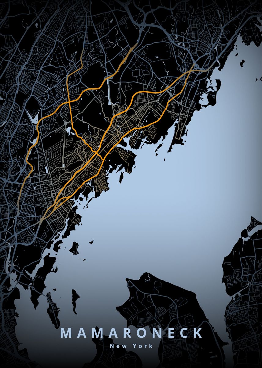 'Mamaroneck NY Map' Poster, picture, metal print, paint by Deeo | Displate