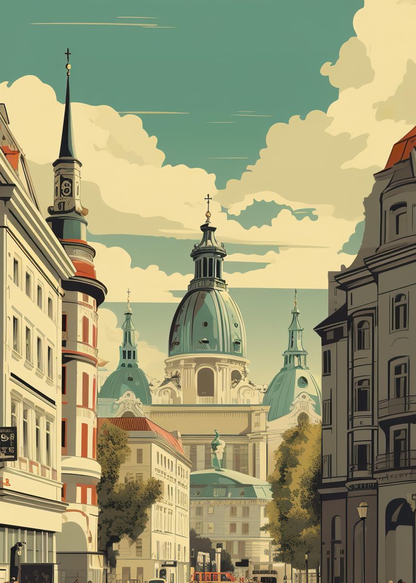 'Vintage Vienna' Poster, picture, metal print, paint by MaluBobo | Displate