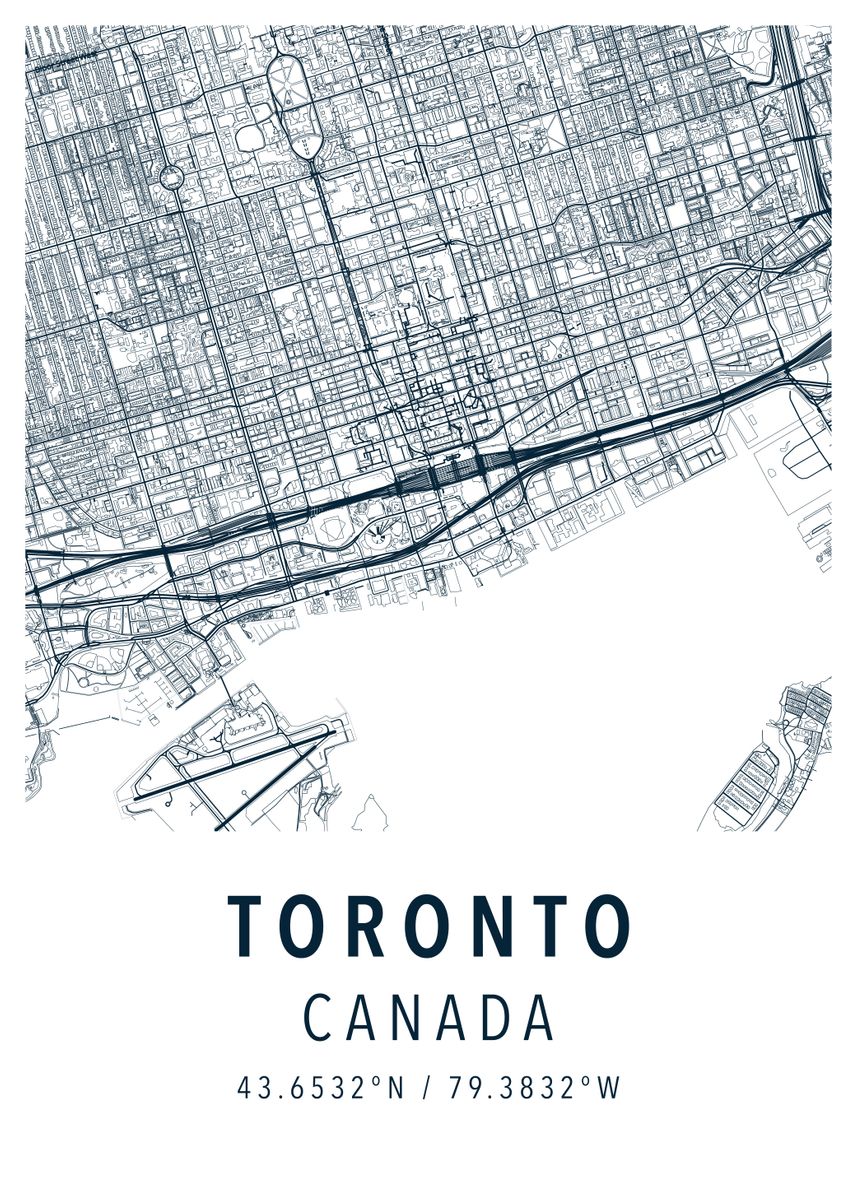 'toronto simple map' Poster, picture, metal print, paint by Denise ...