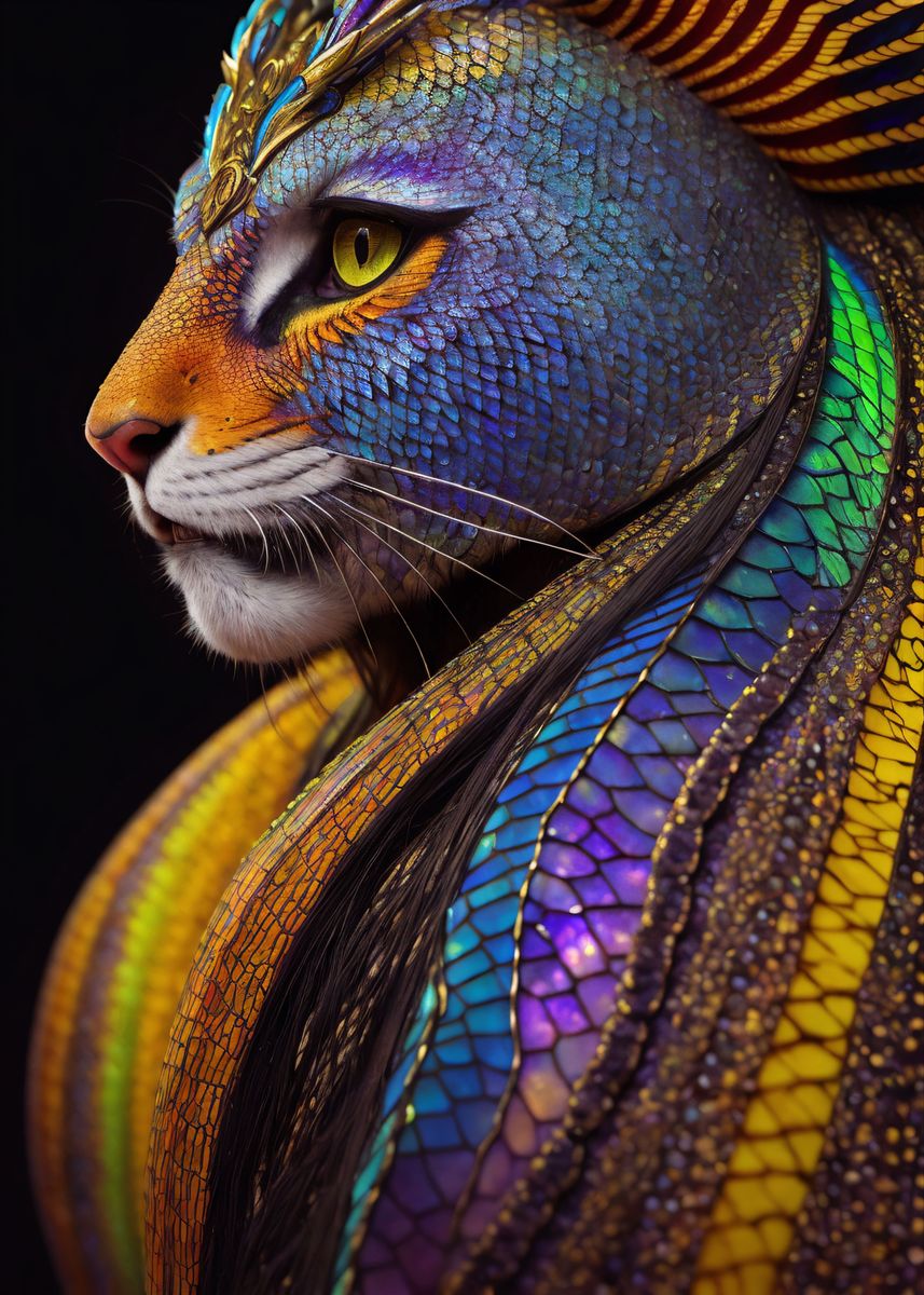 'Fantasy Cat Like Dragons' Poster, picture, metal print, paint by ...