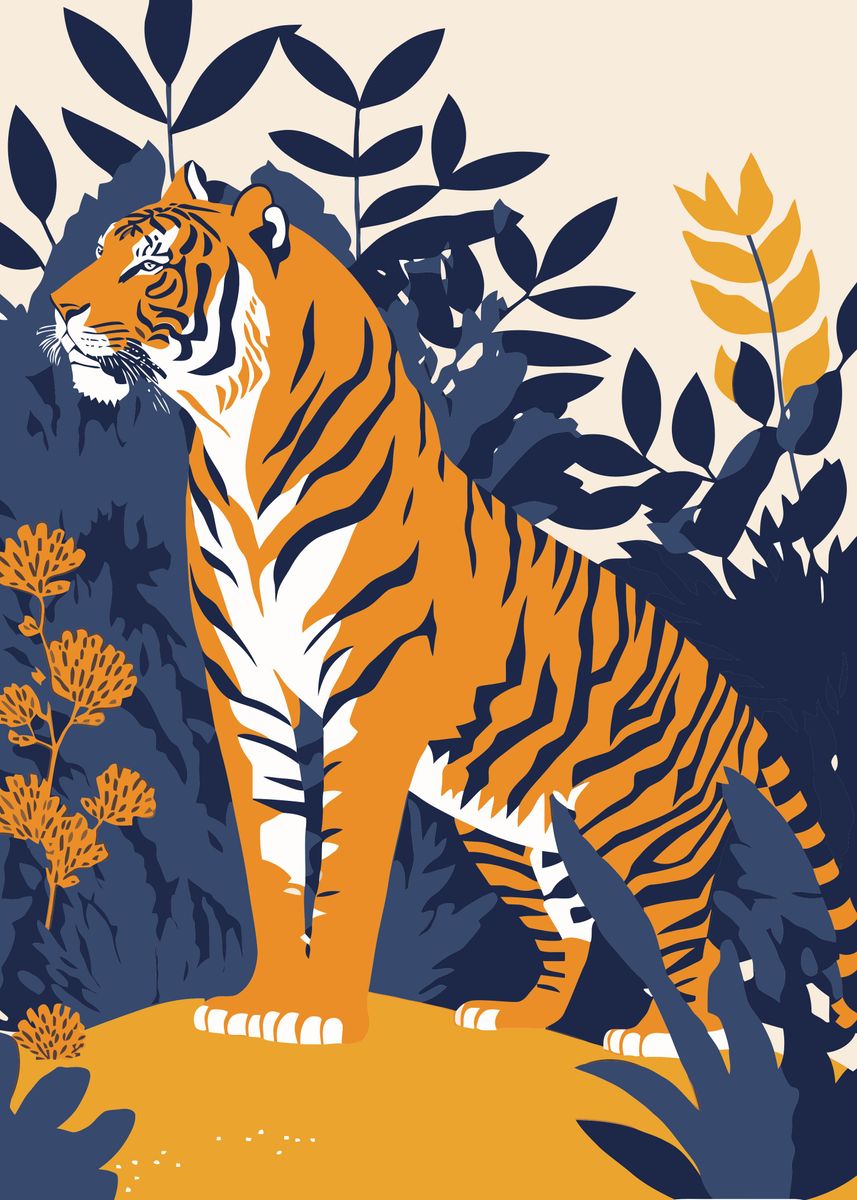 'Tiger portrait cartoon' Poster, picture, metal print, paint by Cao Thi ...